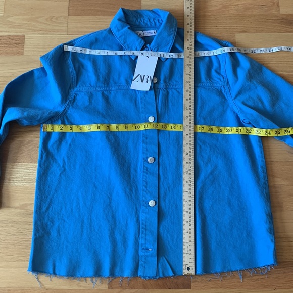 Zara | Jackets & Coats | Zara Solid Bright Blue Jean Jacket Nwt ...